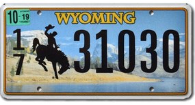 Americká SPZ Wyoming Country