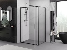 Mexen Exo, výklopná sprchová kabina, dveře 110 cm + boční stěna 100 cm, transparentní sklo, černá, 8182-110-100-70-00