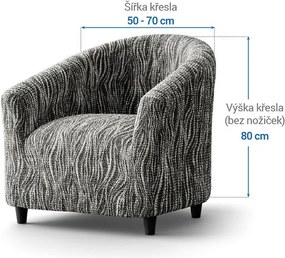 Bielastické potahy UNIVERSO NOVÉ žíhané černobílé klubové křeslo (š. 50 - 70 cm)