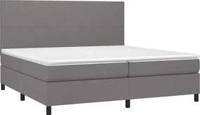 Box spring postel s matrací a LED tmavě šedá 200x200 cm textil 3134742