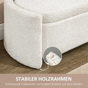 HOMCOM Sedací lavice, postelová lavice s úložným prostorem, čalouněná lavice s víkem, sametový vzhled, úložná lavice, krémová, 105 x 44 x 45,5 cm | A…