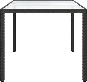 Zahradní stůl 150 x 90 x 75 cm tvrzené sklo a polyratan černý 316705