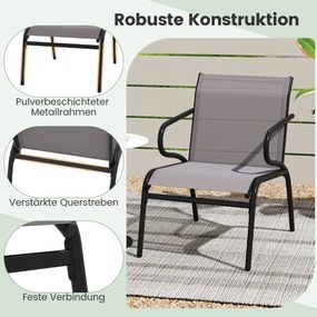 Costway Sada 2 zahradních židlí, balkónových židlí s prodyšnou látkou
