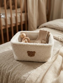Sinsay - Skládací úložný koš s motivem medvěda - bílá
