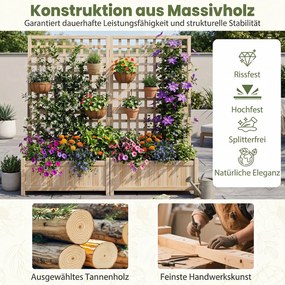 Costway Truhlík s mřížovinovým vyvýšeným záhonem z masivního dřeva na květiny