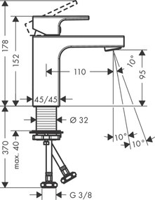 Hansgrohe Vernis Shape - Páková umyvadlová baterie 100 bez odtokové soupravy, chrom 71569000