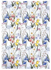 SCANquilt utěrka FLORA irisy tulipány bílopestrá 50 x 70 cm