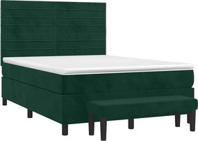 Box spring postel s matrací tmavě zelená 140x200 cm samet 3137908
