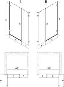Mexen Lunar-B L sprchové dveře pravé 120 cm, transparentní, bílé - 832SL-120-050-20-00-P