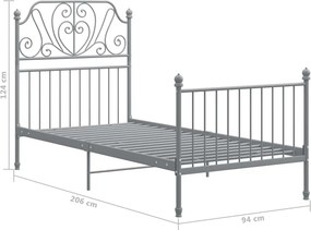 Rám postele šedý kov 90 x 200 cm 324843