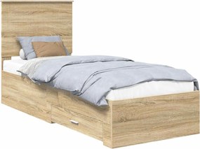 Rám postele Sonoma dub a stříbrná 70 x 190 cm Kompozitní dřevo 3411370