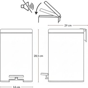 Úzký koupelnový koš BALVO, 5 l – bílý