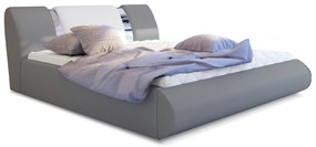 Manželská postel 160 cm Fabio (světle šedá + bílá) (s roštem a úl. prostorem). 1041671