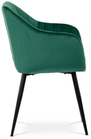 AUTRONIC Jídelní židle, potah zelená sametová látka, kovové nohy, černý matný lak