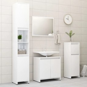 4dílná koupelnová sestava bílá vysoký lesk kompozitní dřevo,  3056895