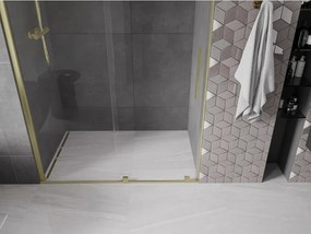 Mexen Velar posuvné sprchové dveře 140 cm, transparentní, kartáčované zlaté - 871-140-000-01-55