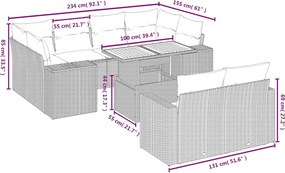 11dílný zahradní sedací souprava s poduškami béžový polyratan 3274592