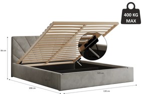 Postel LATINA 120x200 růžová s úložným prostorem