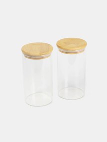 Sinsay - Skleněné nádoby na potraviny s bambusovými víčky 2 pack - clear
