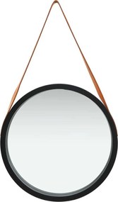 vidaXL Nástěnné zrcadlo s popruhem 50 cm [320367] Barva: Černá