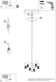 Lustr Halo, 6x bílé skleněné stínítko, tp
