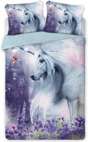 Bavlněné povlečení 160x200 Jednorožec perkál 8770 Jednorožec pony levandule fialová mládež Faro
