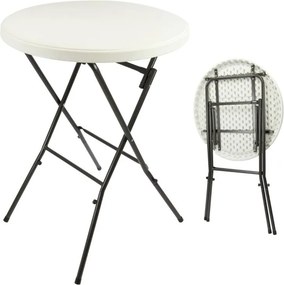 Skládací bistro stůl Ø 80 cm, výška 110 cm, bílý