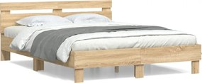 vidaXL Rám postele s čelem 140 x 200 cm kompozitní dřevo [3207421] Barva: hnědý dub