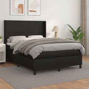 Box spring postel s matrací černá 140 x 190 cm umělá kůže,  3132375