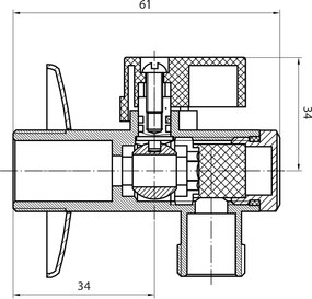 Aqualine rohový kulový ventil 1/2 x 3/8 bez matky s filtrem chrom 5312