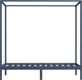 Rám postele s nebesy šedý masivní borové dřevo 90 x 200 cm 283274