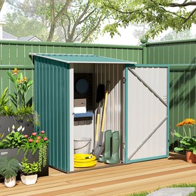 Zahradní kůlna Outsunny 0,92 m² 100x103x160 cm - Kovová kůlna se 1 dveřmi a zámkem na nářadí pro terasu