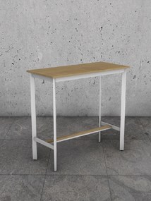 Barový stůl bílý A10, masiv dub Birmingham, 110 x 51 cm