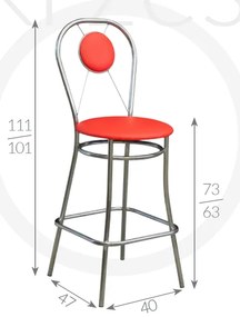 Barová židle Ola Metpol  111/101 x 73/63 x 47 x 40 Barva: Bílá