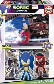 EDUCA Svítící puzzle Sonic Prime / 2x100 dílků