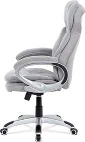 Kancelářská židle, látka, houpací mechanismus, kříž plast stříbrný – opěrák 90°–180° Šedá