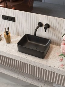UPTrend Obdélníkové keramické umyvadlo na desku ROMA MATT BLACK TR41313‑U18, černá mat