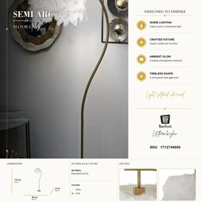 Stojací lampa Semi Arc 170 cm bílá/zlatá