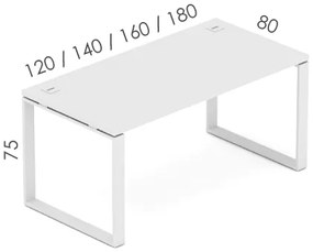 NABYTEK-DESIGNOVY.CZ - DEB1280O - Kancelářský stůl EPIC, 120/140/160/180cm, kovová podnož O, dub/černá