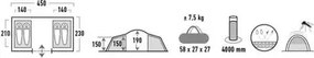 High Peak Como 4.0 tmavě zelená / Stan pro 4 osoby / 450 cm x 230 cm x