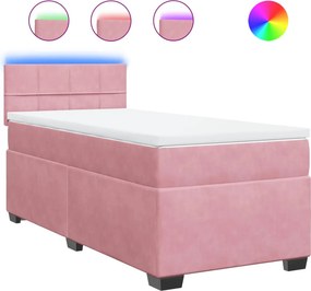 Box spring postel s matrací růžová 100x200 cm samet 3288539