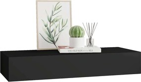 Nástěnná police se zásuvkou černá 60 x 23,5 x 10 cm MDF 330257