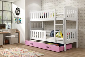 BMS Group Dětská patrová postel s úložným prostorem KUBUS bílá Velikost postele: 200x90 cm, Barva šuplíku: Růžová