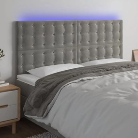 Čelo postele s LED světle šedé 160x5x118/128 cm samet