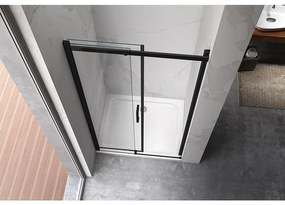 BPS-koupelny Posuvné sprchové dveře HYD-PD09 130 černá/transparent pro instalaci do niky