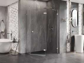 Mexen Lunar, pětiúhelníkový sprchový kout s pravým sklonem 100 x 80 cm, 8mm čiré sklo, chromový profil, 831-100P-080L-01-00-P