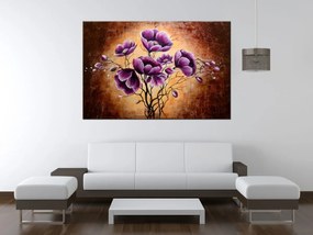 Gario Ručně malovaný obraz Rostoucí fialové květy Rozměry: 120 x 80 cm