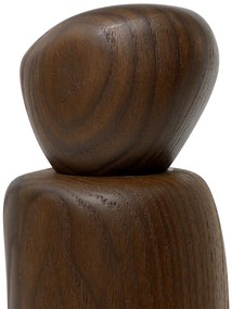 ferm LIVING Dřevěný mlýnek s keramickým strojkem Pebble Dark Brown, hnědá barva, dřevo, keramika