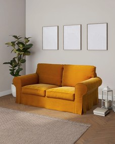 Potah na pohovku IKEA  Ektorp 2-místná, rozkládací, STARÝ MODEL barva žlutá látka lesklé, sametová