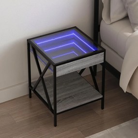 Noční stolek s Infinity LED šedý sonoma 40 x 40 x 49 cm